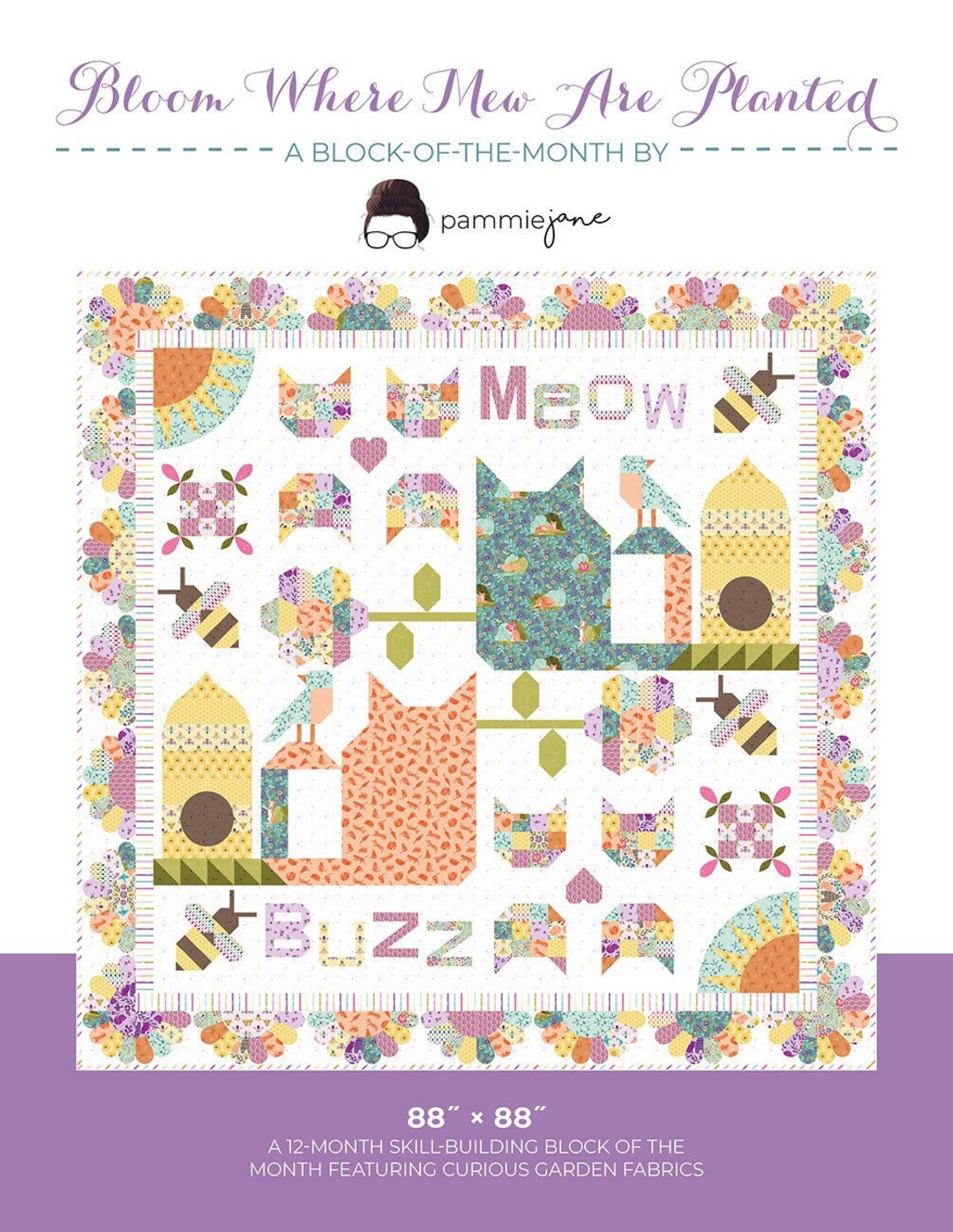 Bloom Where Mew Are Planted Quilt Quilting Pattern, From Pammie Jane ...
