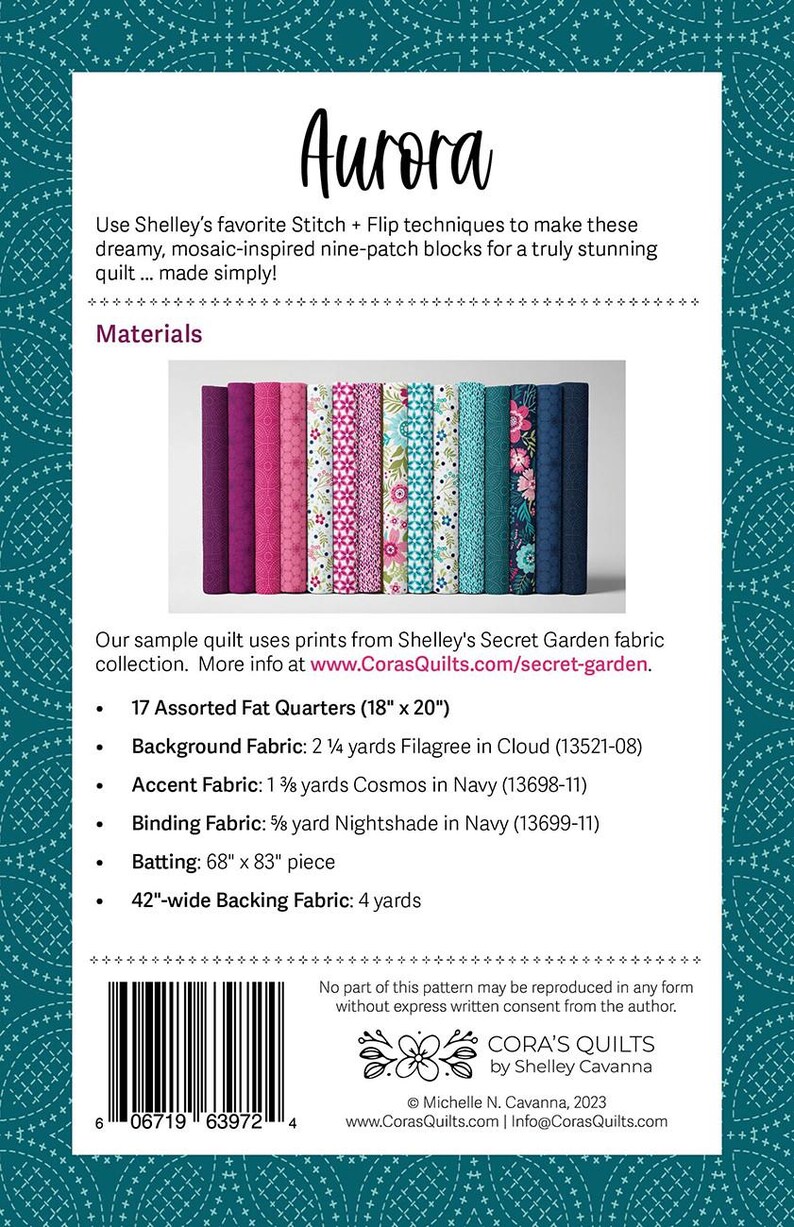 Aurora Quilt Quilting and Sewing Pattern, From Cora's Quilts BRAND NEW ...