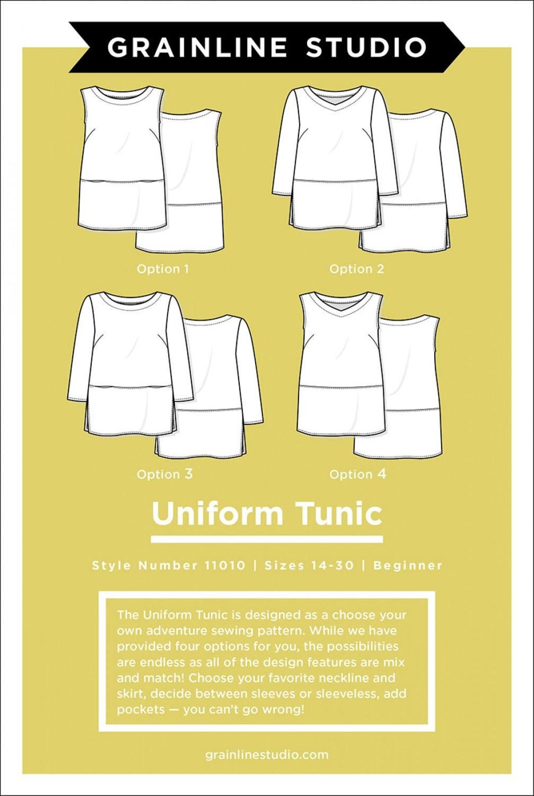 Uniform Tunic Sewing Pattern, Sizes 14-30, From Grainline Studio LLC ...