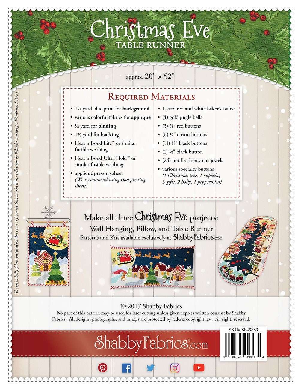 Christmas Eve Table Runner Sewing and Applique Pattern From Shabby ...