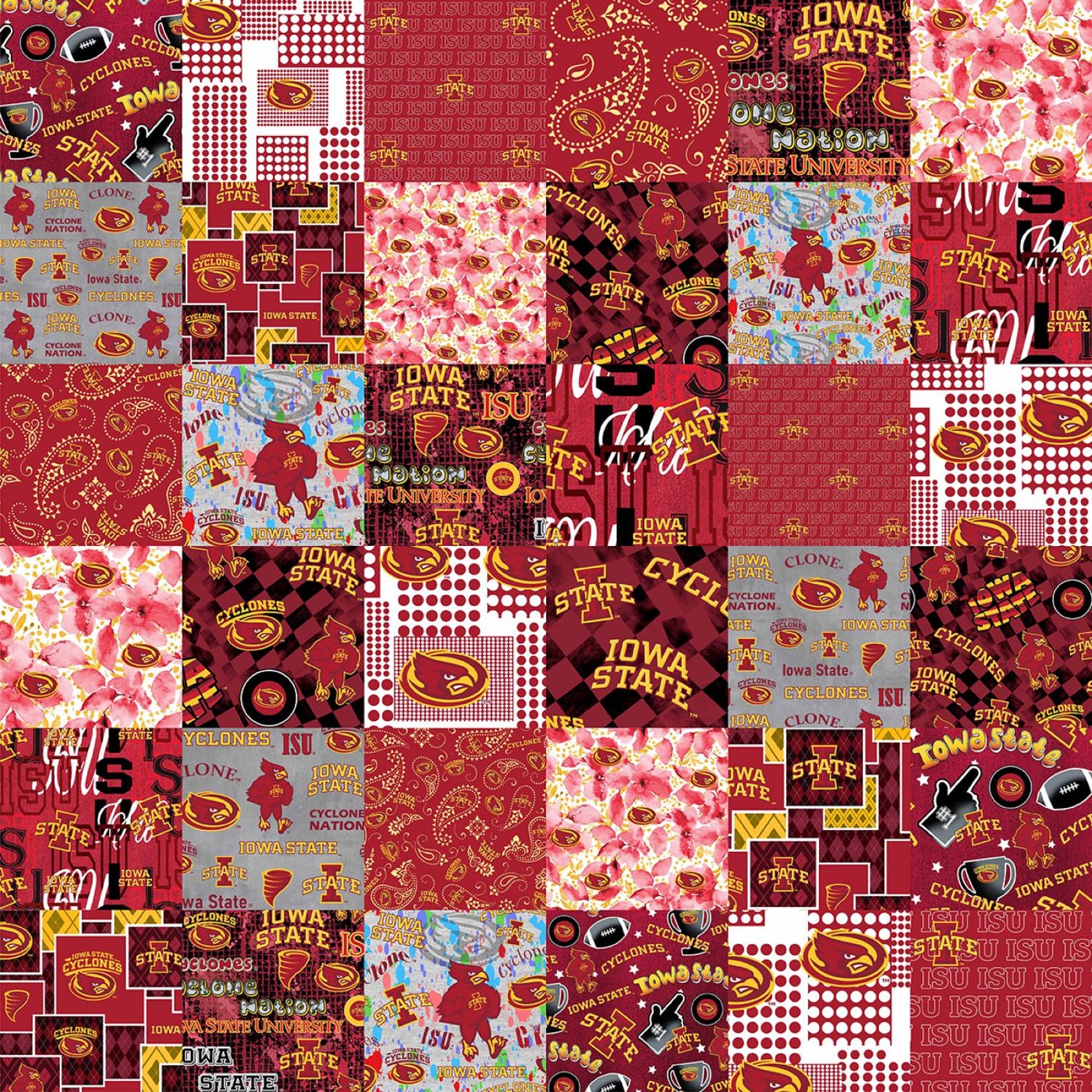 NCAA Iowa State University Cyclones Cheater Quilt Cotton Fabric Priced ...