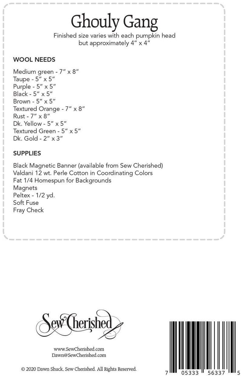 Ghouly Gang Sewing Pattern From Sew Cherished Designs BRAND NEW, Please ...
