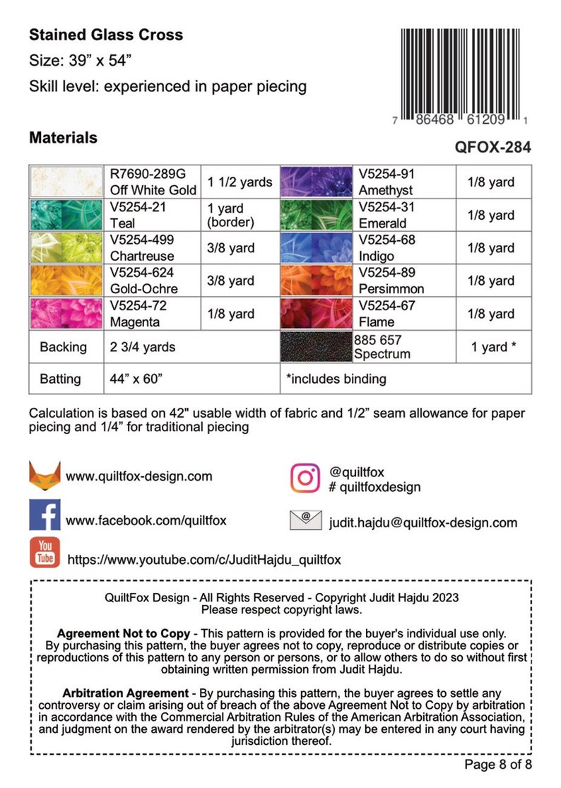 Stained Glass Cross Quilt Quilting Pattern, From Quiltfox Designs BRAND ...