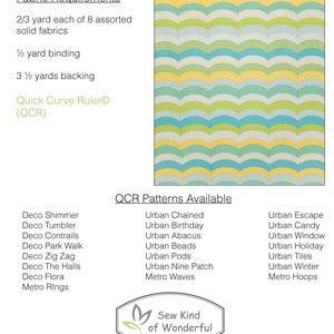 QCR- Metro Waves Quilt, A Pieced Quilting Pattern by Sew Kind of Wonderful BRAND NEW, Please See ...