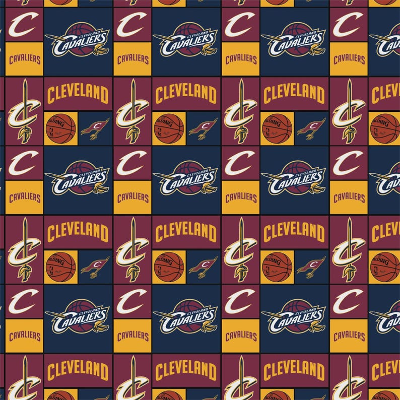 NBA Basketball Cleveland Cavaliers Cavs Patchwork Woven Cotton Fabric ...