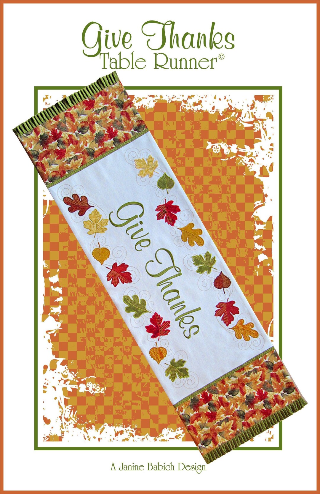 Give Thanks Table Runner Machine Embroidery Pattern, From Janine Babich ...