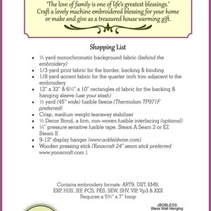Bless Wall Hanging Machine Embroidery Pattern, From Janine Babich ...