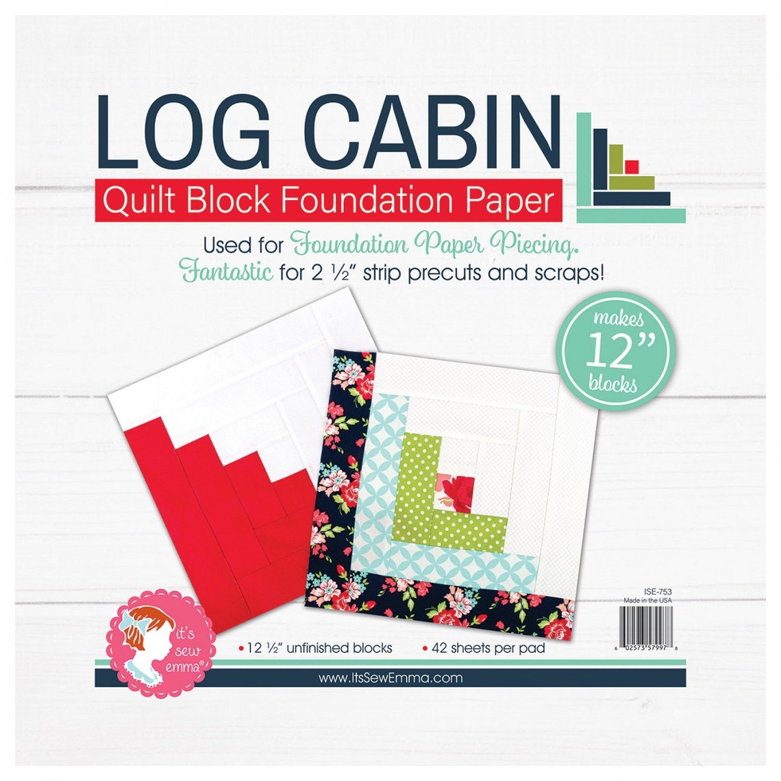 12 Inch Log Cabin Quilt Block Foundation Paper, Used for Paper Piecing ...
