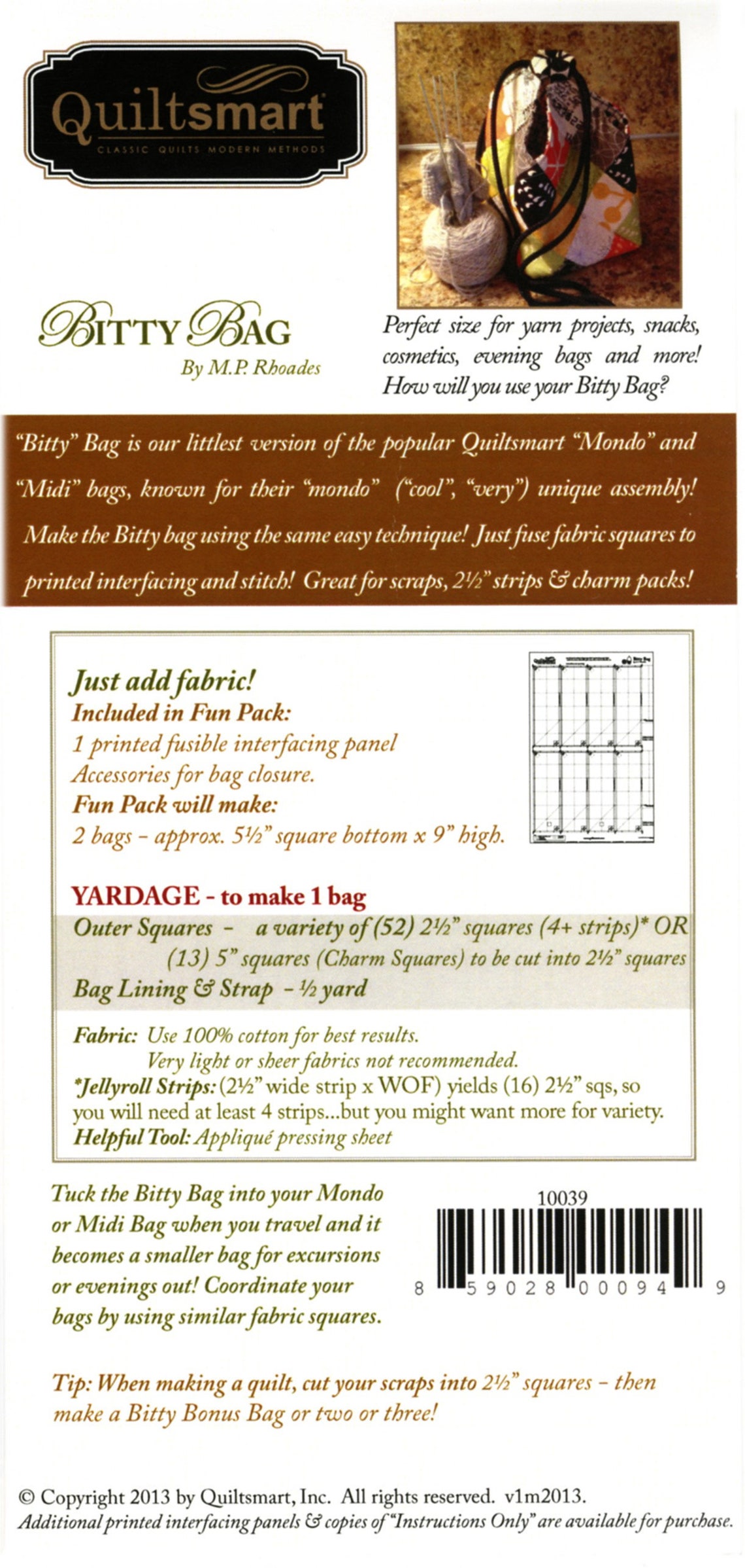 Bitty Bag Fun Pack Pieced Quilting Pattern From Quiltsmart - Etsy