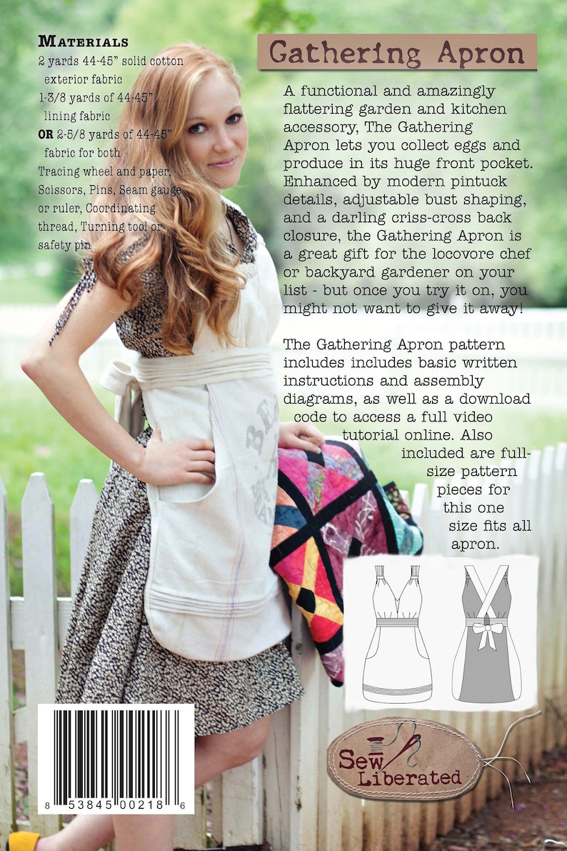 Gathering Apron Sewing Pattern, One Size Fits Most, From Sew Liberated ...