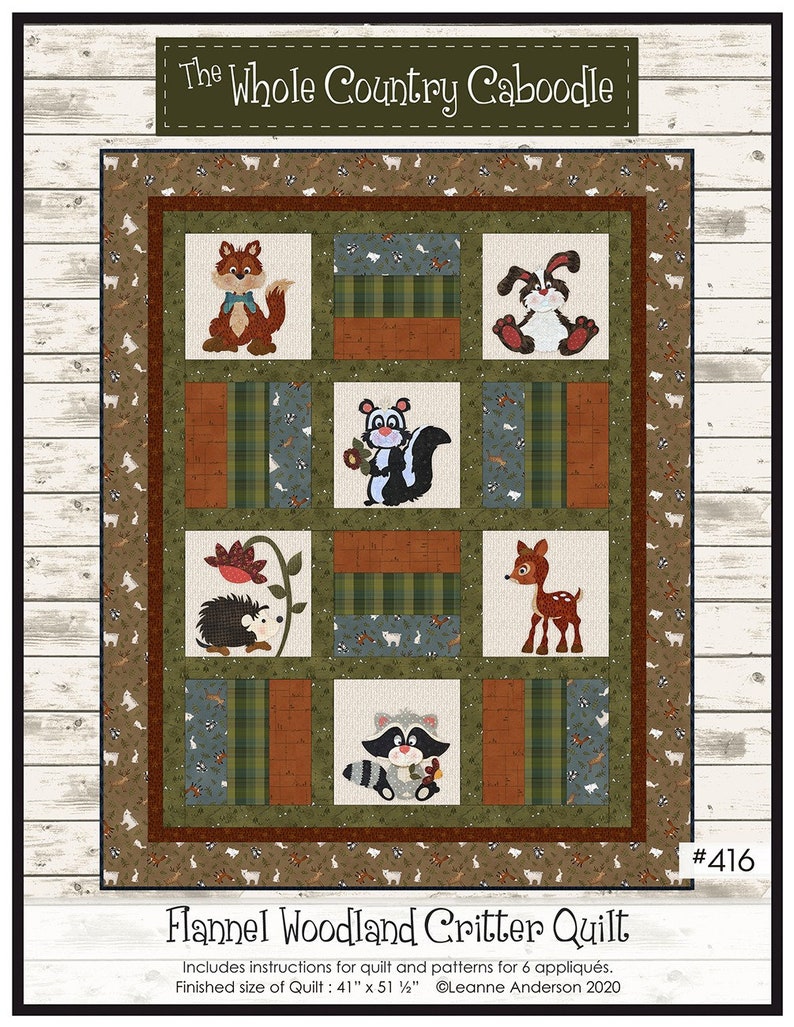 Flannel Woodland Critter Quilt Pattern From the Whole Country | Etsy