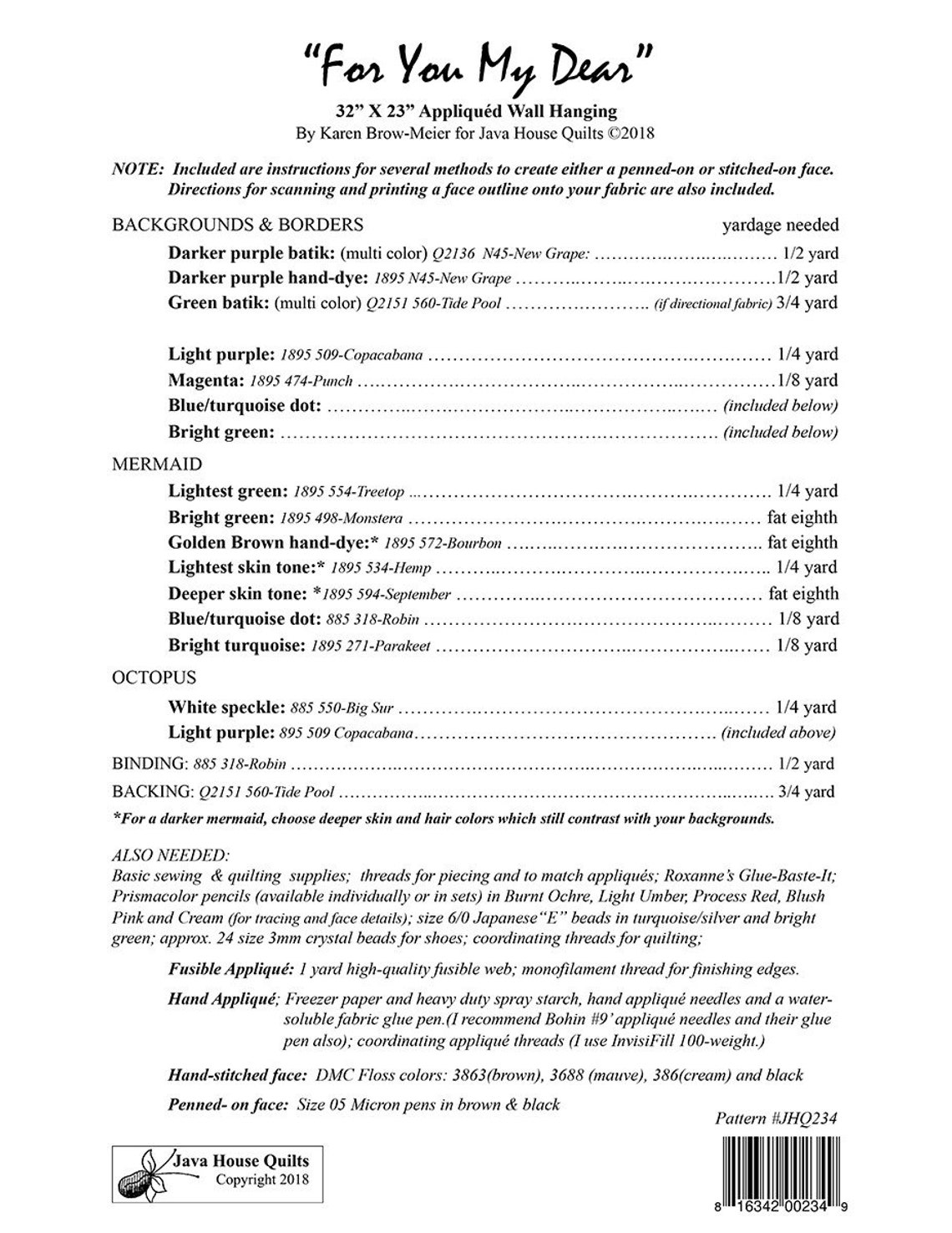 For You My Dear Mermaid Applique Wall Hanging Pattern From - Etsy