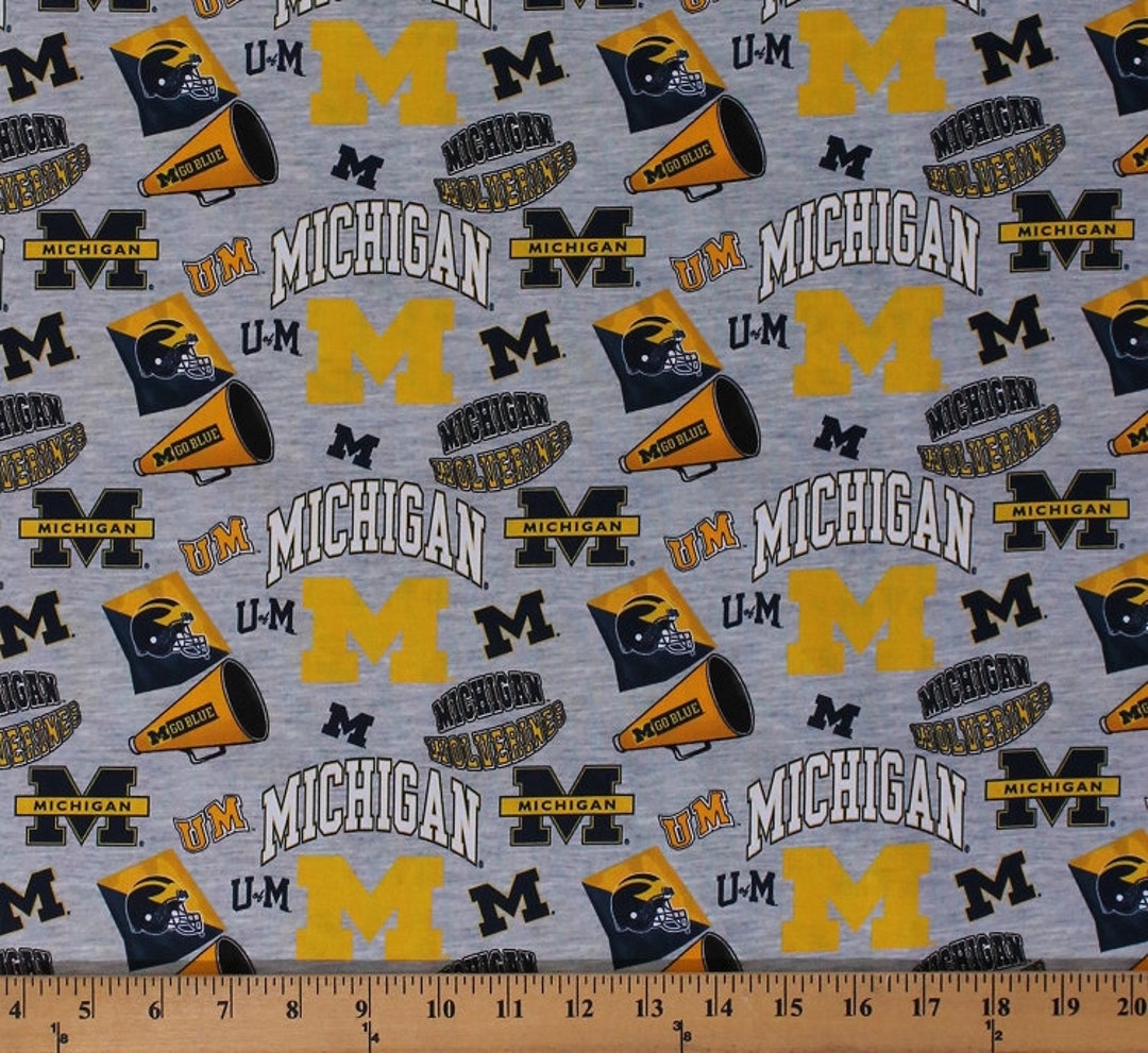 University of Michigan Wolverines Football Allover on Gray Cotton ...