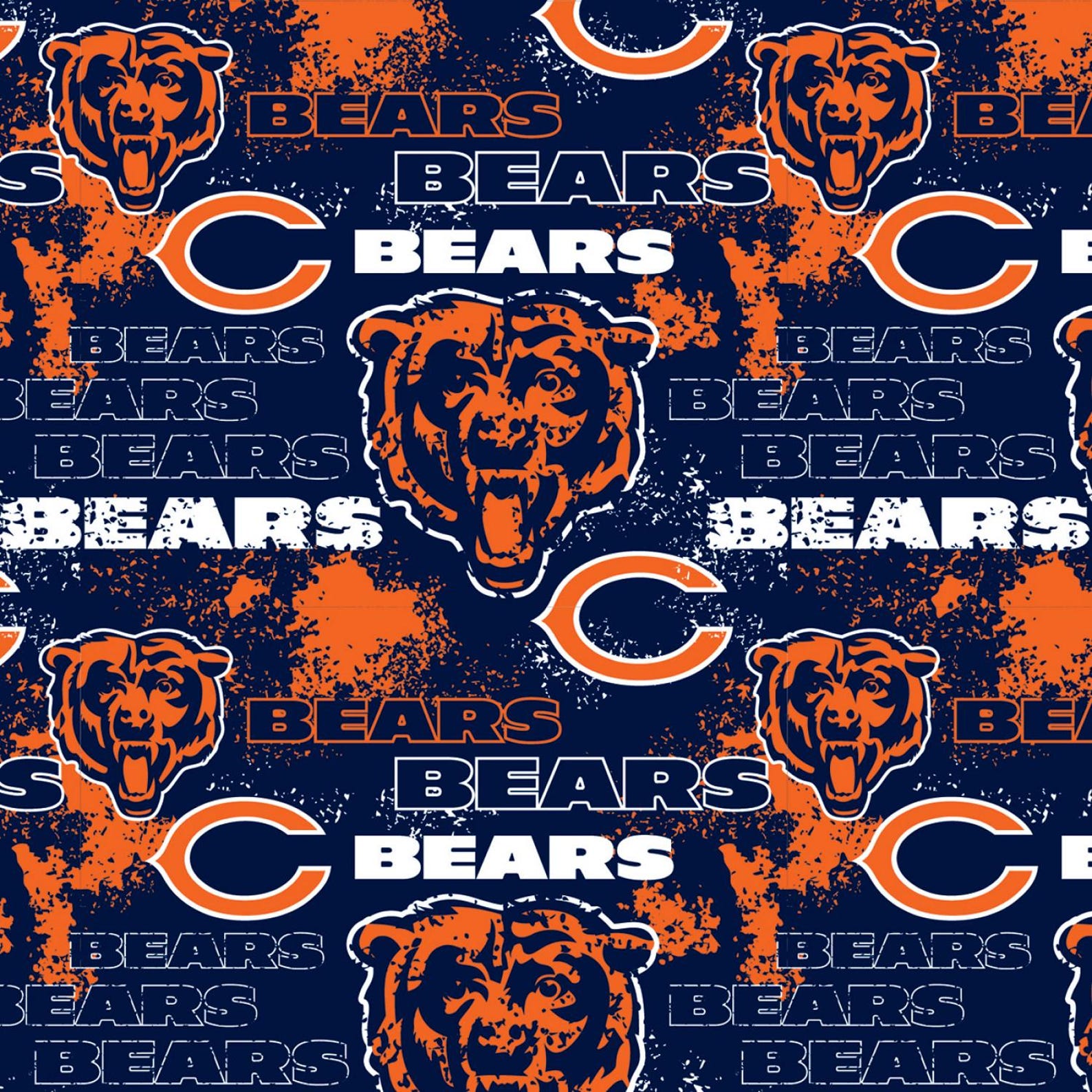 NFL Chicago Bears Blue Splash Football Team Cotton Fabric Priced by the ...