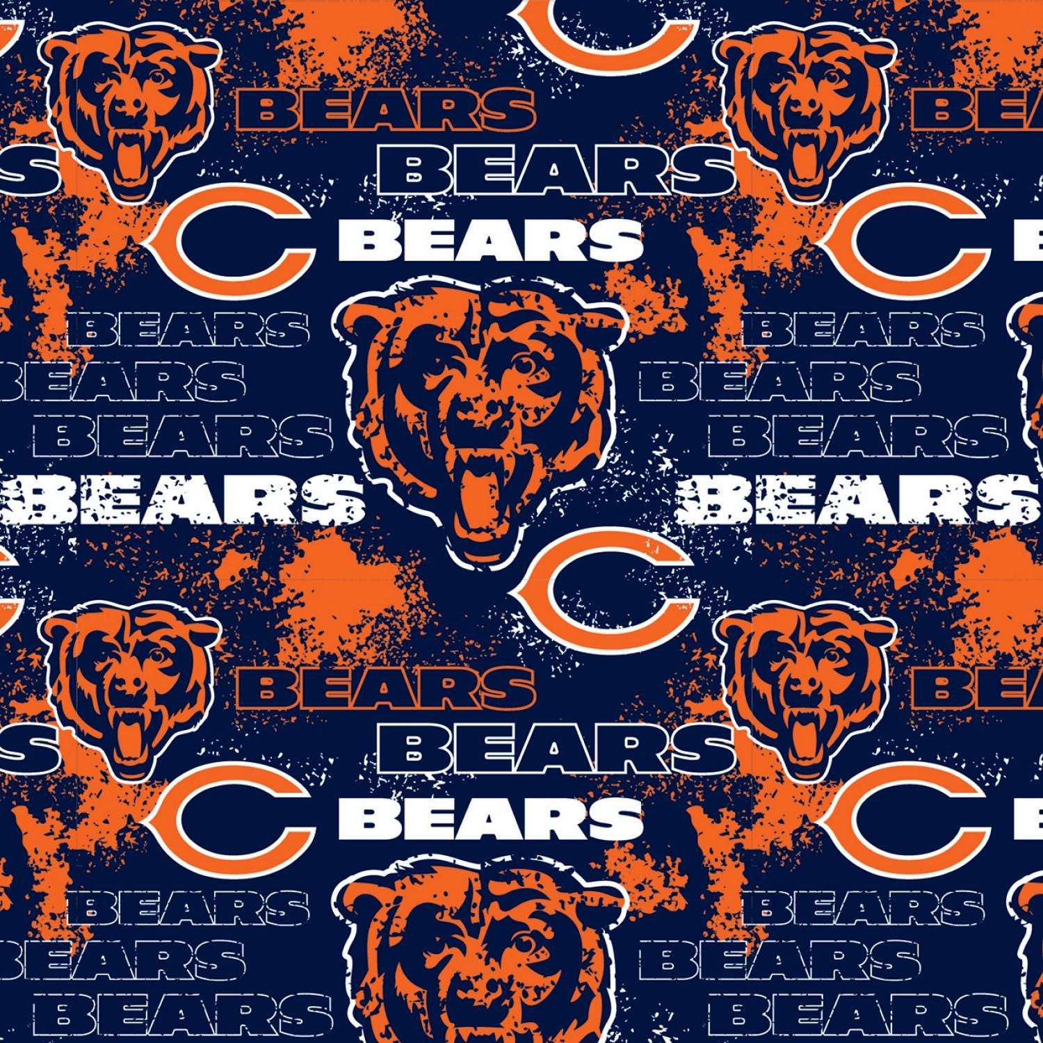 NFL Chicago Bears Blue Splash Football Team Cotton Fabric Priced by the ...