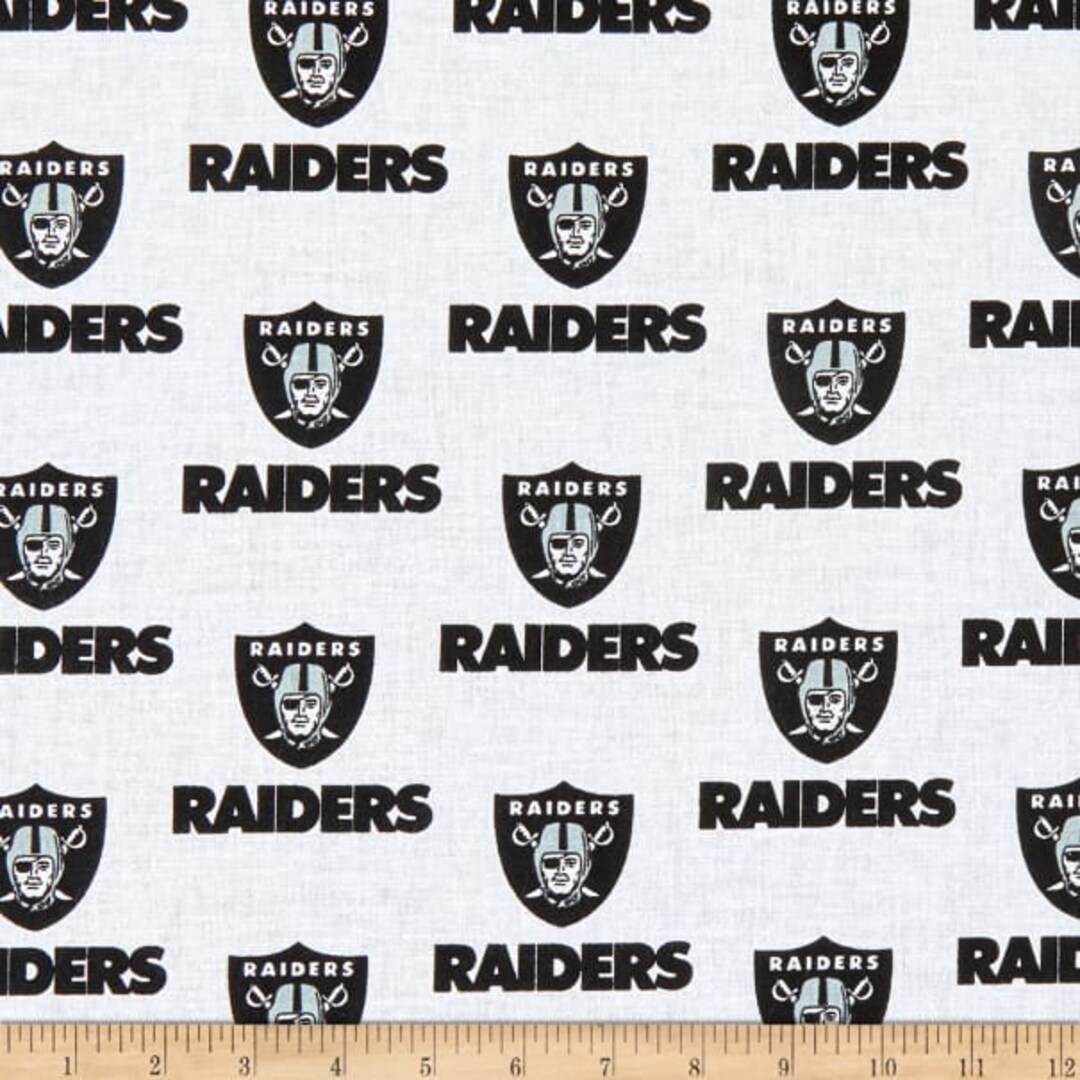 NFL Football Las Vegas Oakland Raiders All Over on White Woven Cotton ...