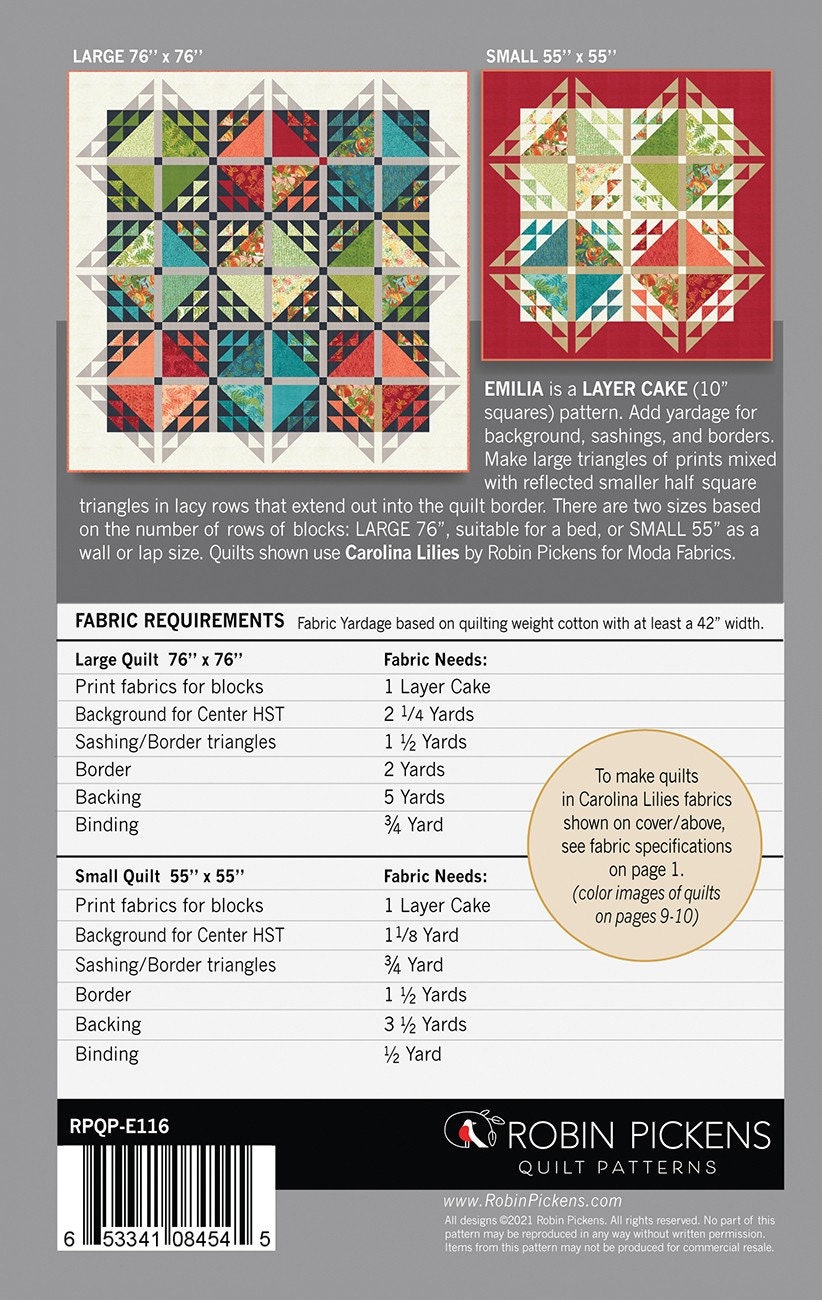 Emilia Quilt Quilting Pattern From Robin Pickens Quilt Patterns NEW ...
