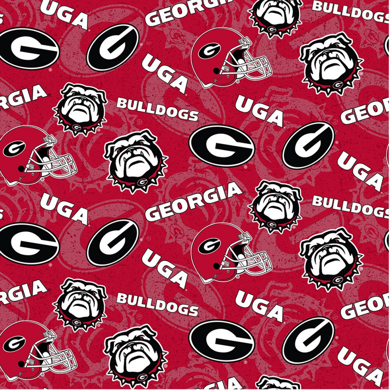 The University of Georgia Bulldogs Tone on Tone Red Cotton Fabric ...