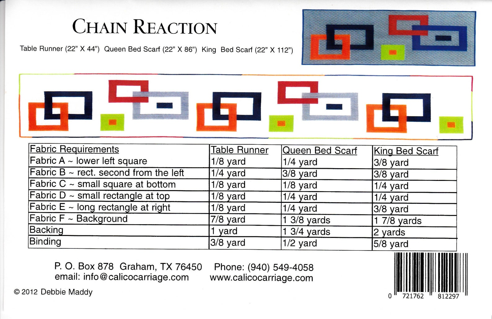 Chain Reaction Table Runner Pattern From Calico Carriage Quilt | Etsy