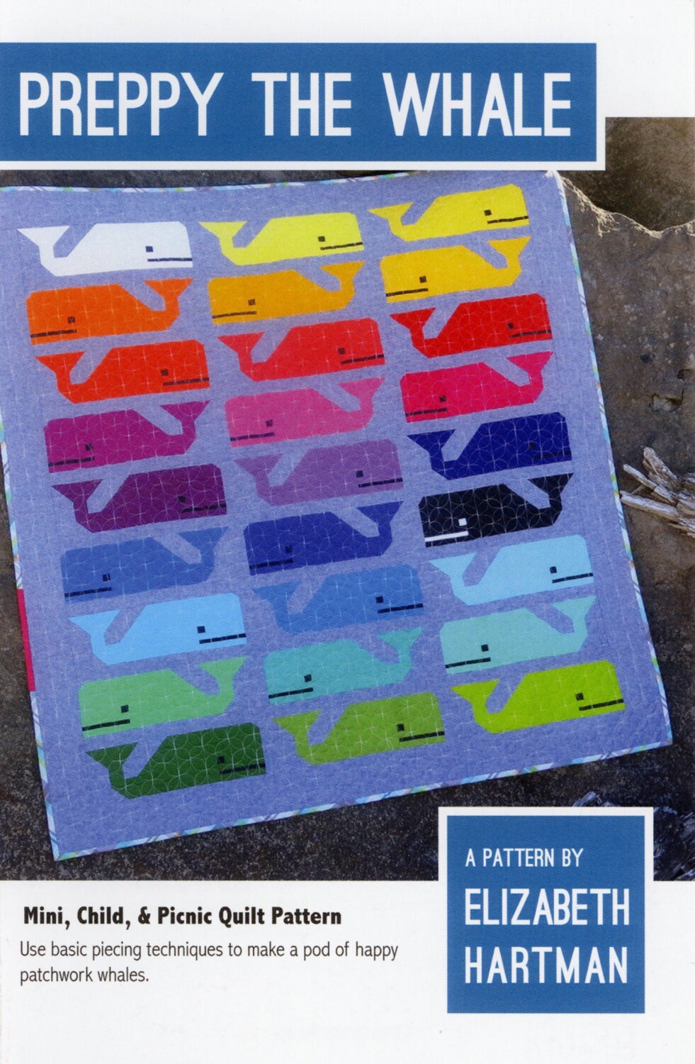 Preppy the Whale Patchwork Quilt Quilting Pattern, From Elizabeth ...