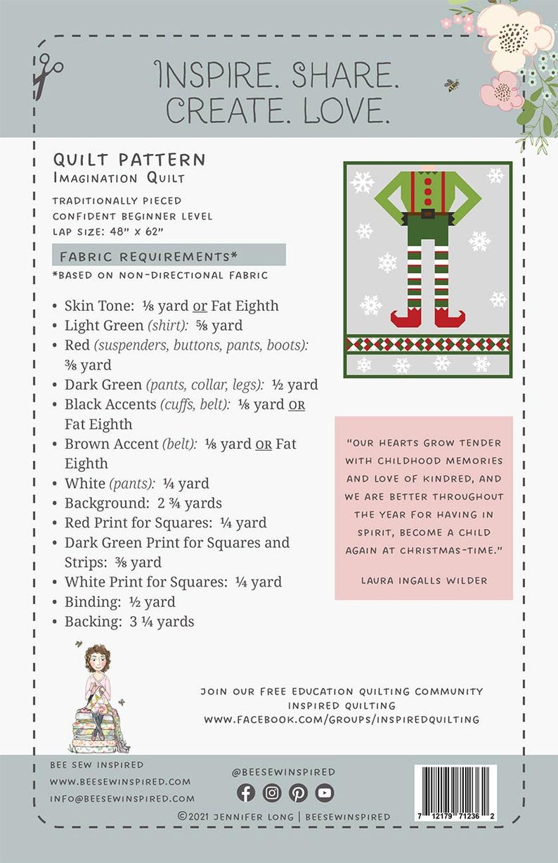 Be an Elf Be More, Imagination Quilt Pattern, From Bee Sew Inspired ...