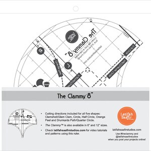 The Clammy Clamshell Acrylic Template Quilting Ruler 10" Inch, From ...