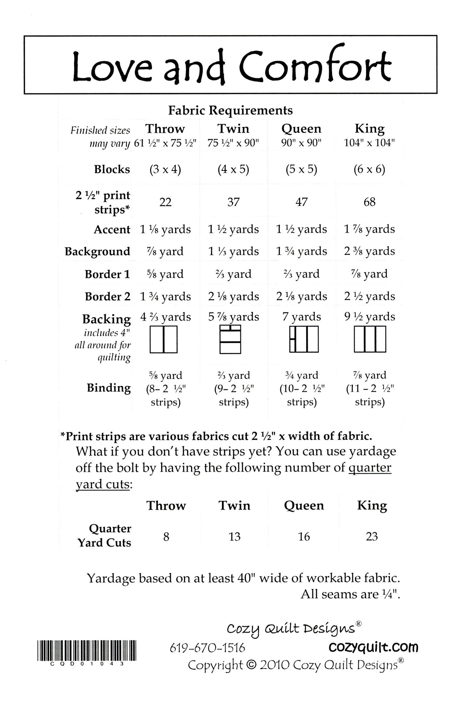 Love and Comfort Quilt Quilting Pattern From Cozy Quilt Designs BRAND ...