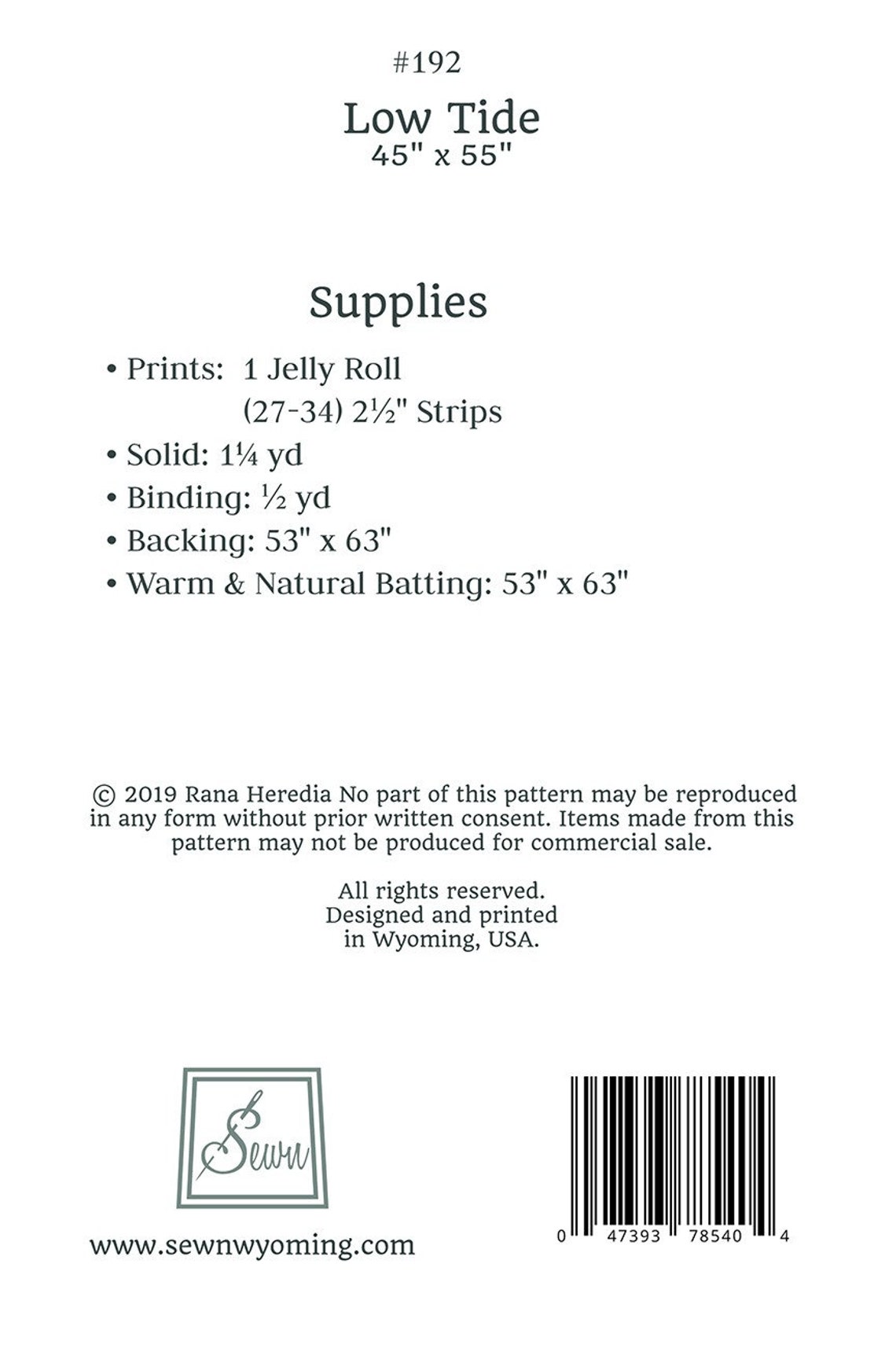 Low Tide Quilt Quilting Pattern From Sewn Wyoming BRAND NEW, Please See ...