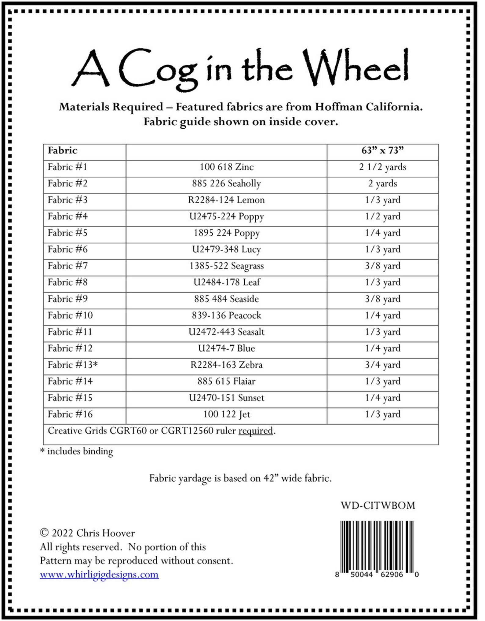 A Cog in the Wheel BOM Quilt Quilting Pattern From Whirligig Designs ...