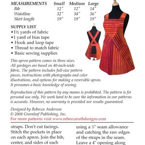 Ruby Apron Sewing Pattern From Rebecca Ruth Designs BRAND NEW, Please ...