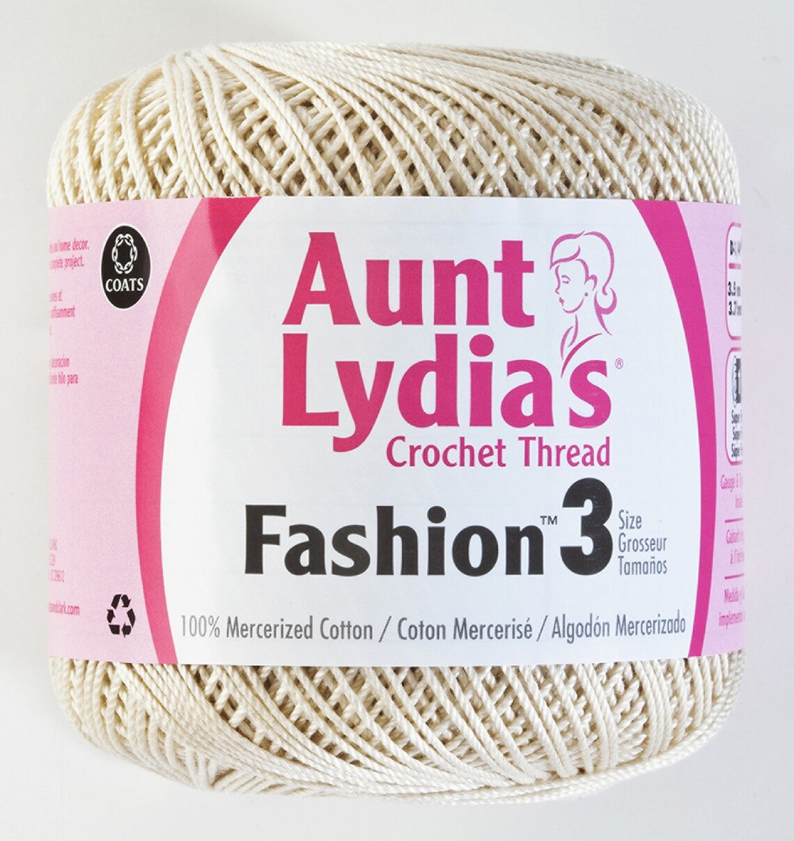 Aunt Lydia's Crochet Thread Size 3, 100% Mercerized Cotton. 3 Ply, 9 ...