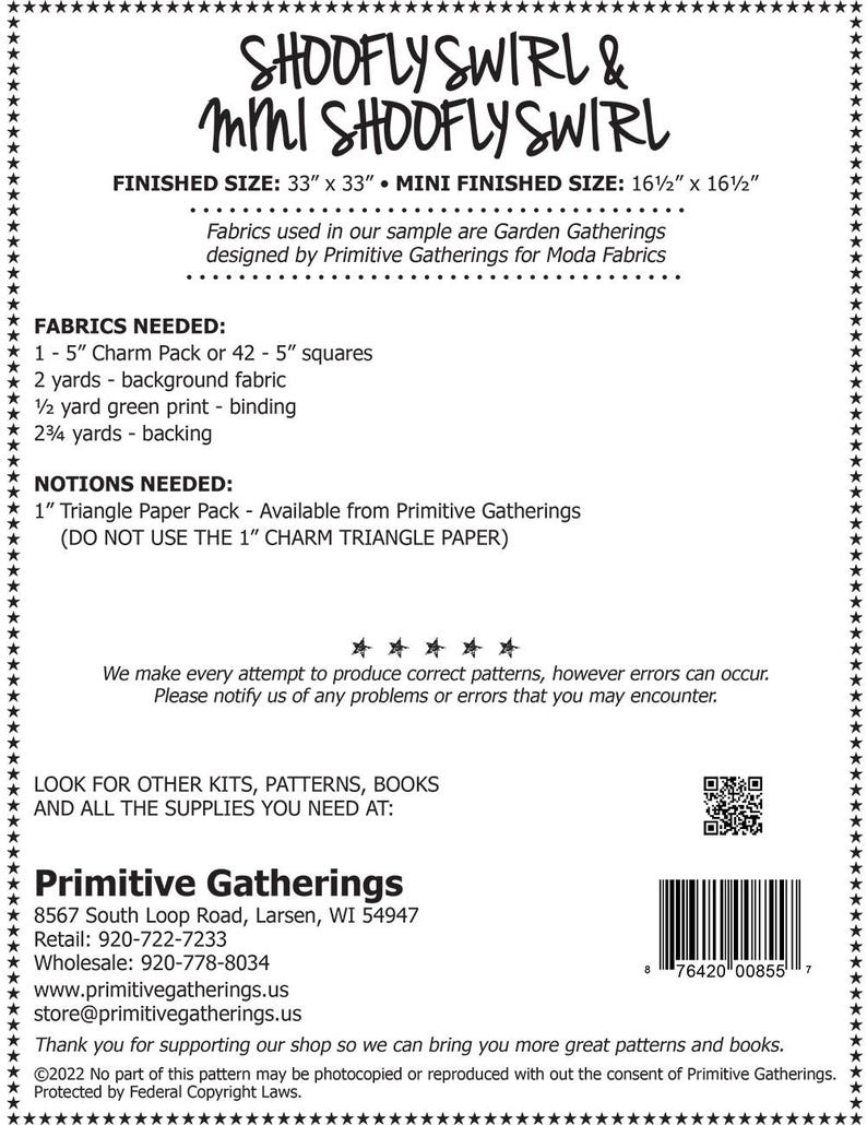 Shoofly Swirl and Mini Shoofly Swirl Quilting Pattern From Primitive ...