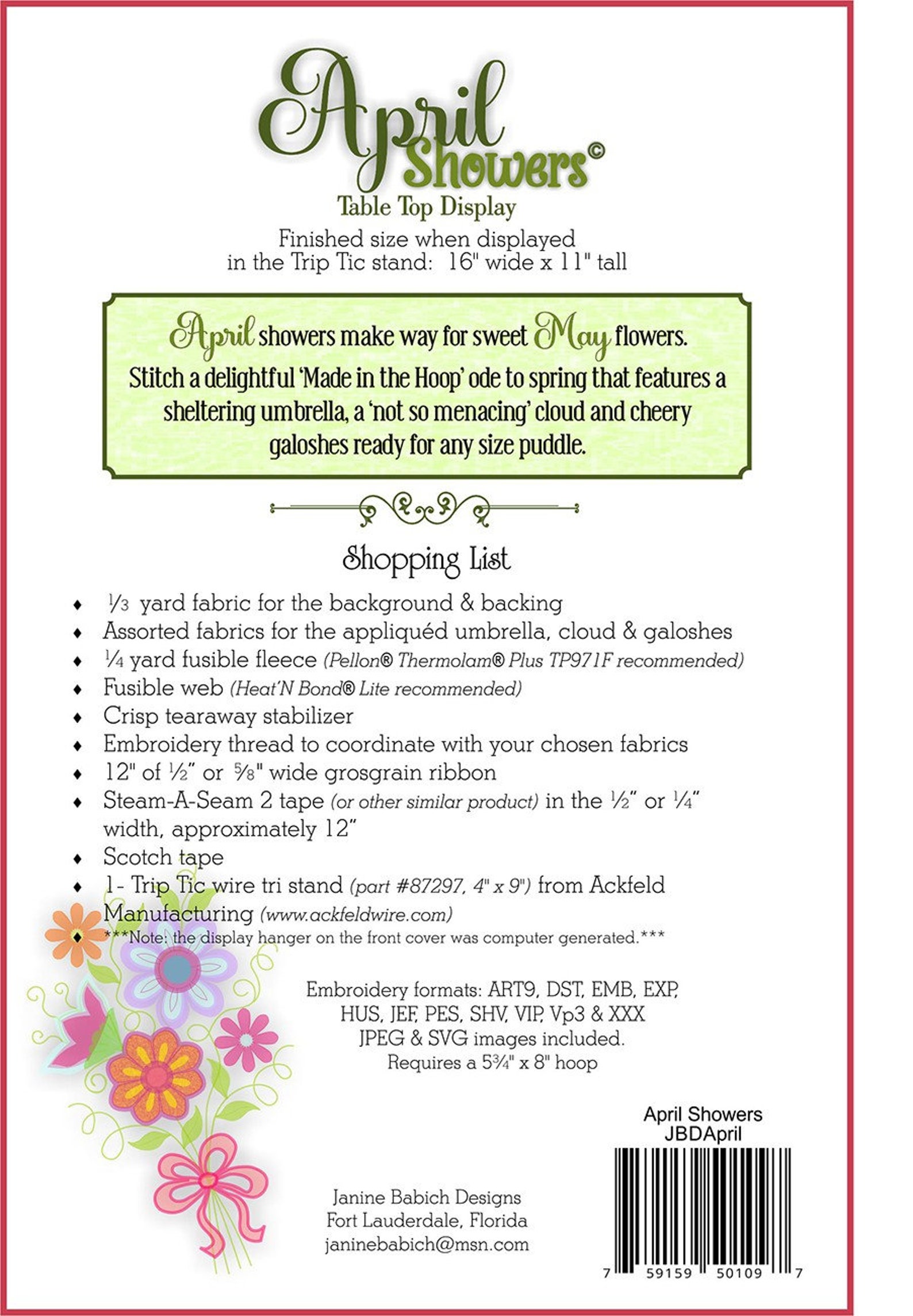 April Showers Table Top Display Machine Embroidery Pattern CD | Etsy