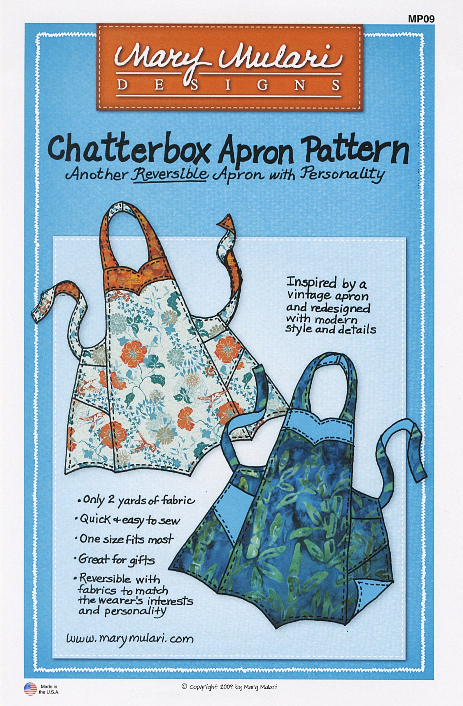 Chatterbox Apron Sewing Pattern, From Mary Mulari Designs Productions ...