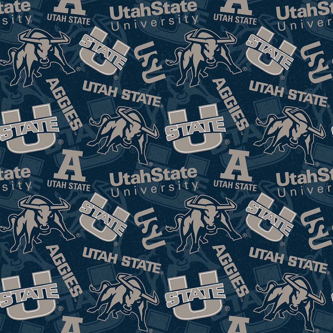 The Utah State University Aggies Tone on Tone Blue Cotton Fabric Priced ...