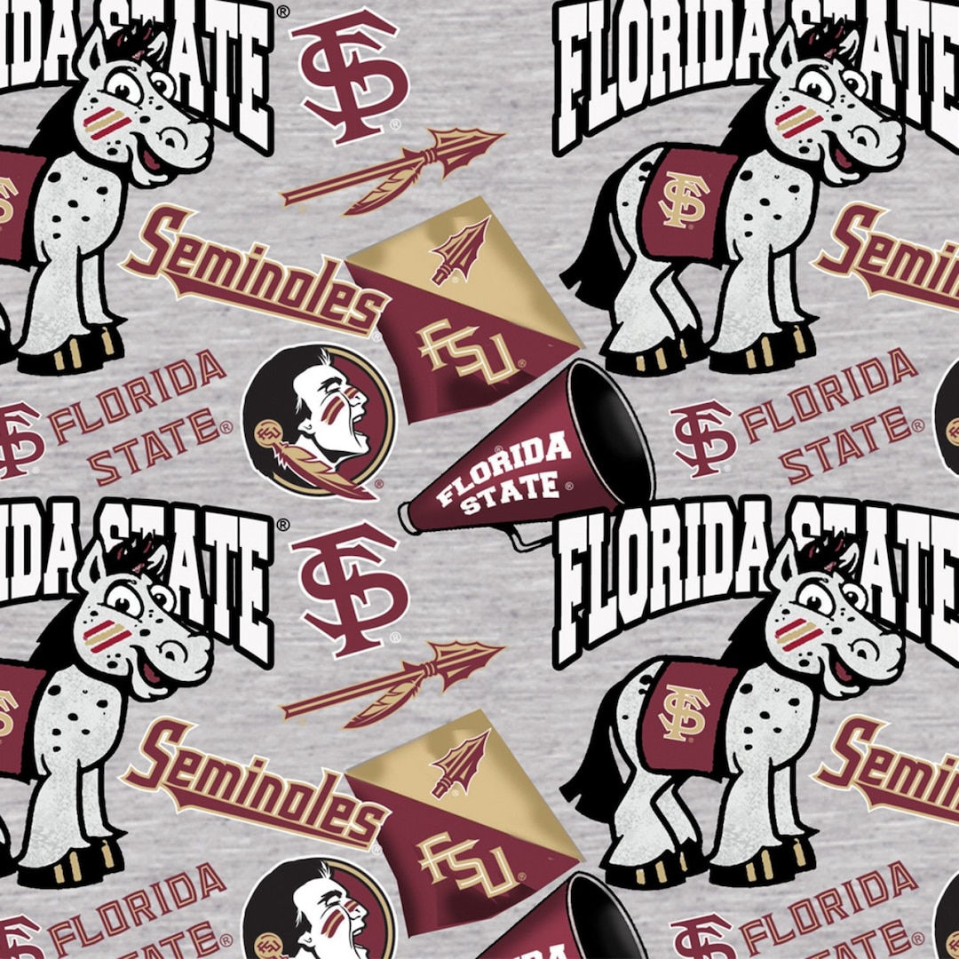 Florida State University Seminoles Football Allover on Gray Cotton ...