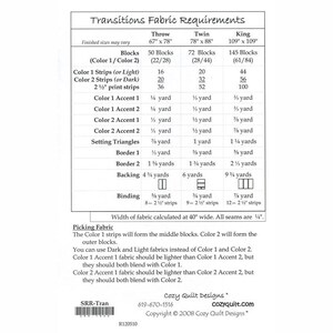 Transitions Quilt Quilting Pattern, A Cozy Strip Club Pattern for 2 1/2 ...