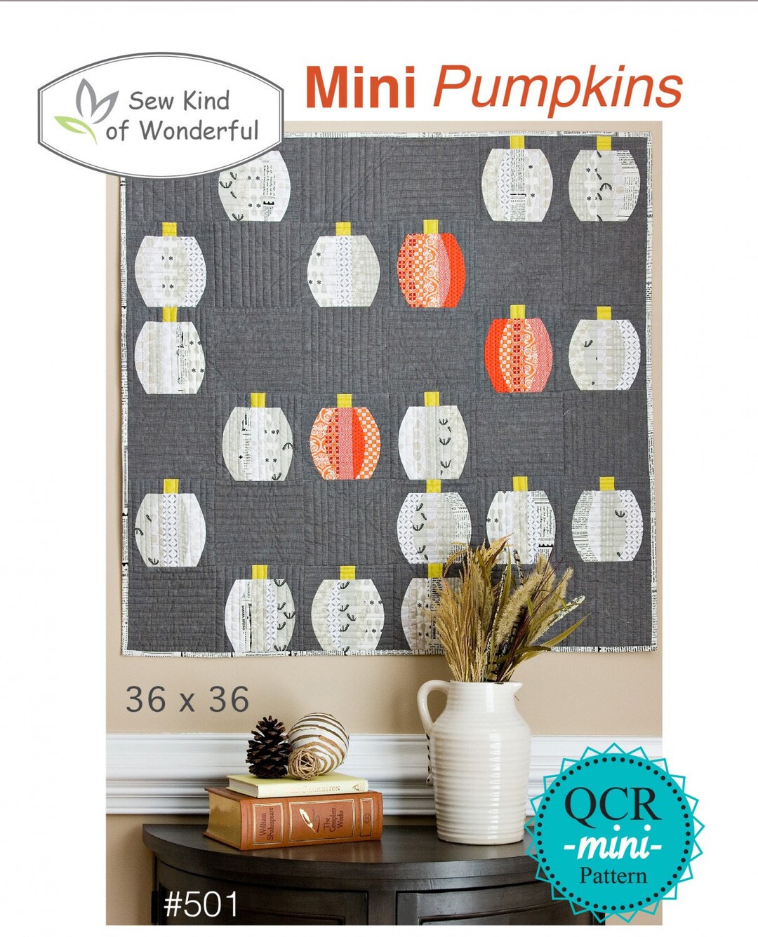 QCR- Mini Pumpkins Quilt, A Pieced Quilting Pattern by Sew Kind of ...