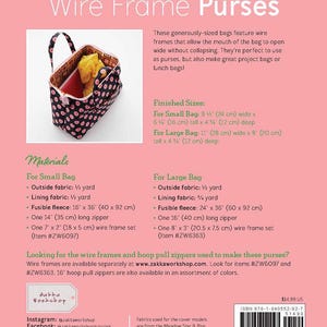 Wire Frame Purses Sewing Pattern From Zakka Workshop BRAND NEW, Please ...