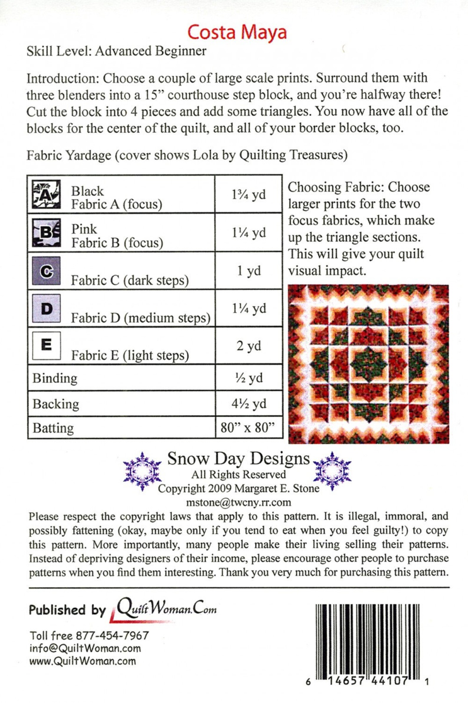 Costa Maya Quilt Quilting Pattern, From Quilt Woman BRAND NEW, Please ...