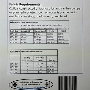 State of Wisconsin Quilt Quilting Pattern From Karen Abrahamovich BRAND ...