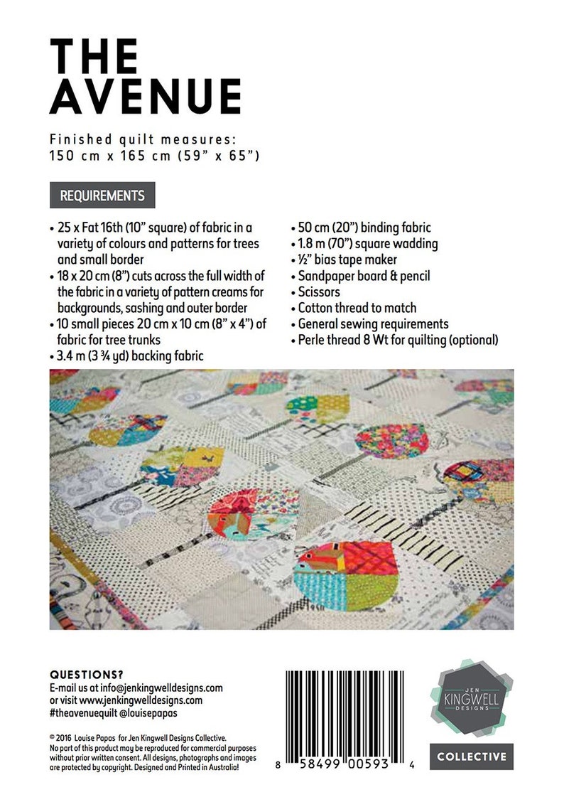 The Avenue Quilt Pattern With Acrylic Template From Jen Kingwell ...