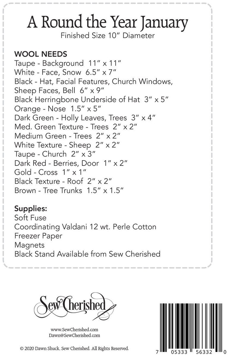 A Round the Year January Wool Sewing Pattern From Sew - Etsy