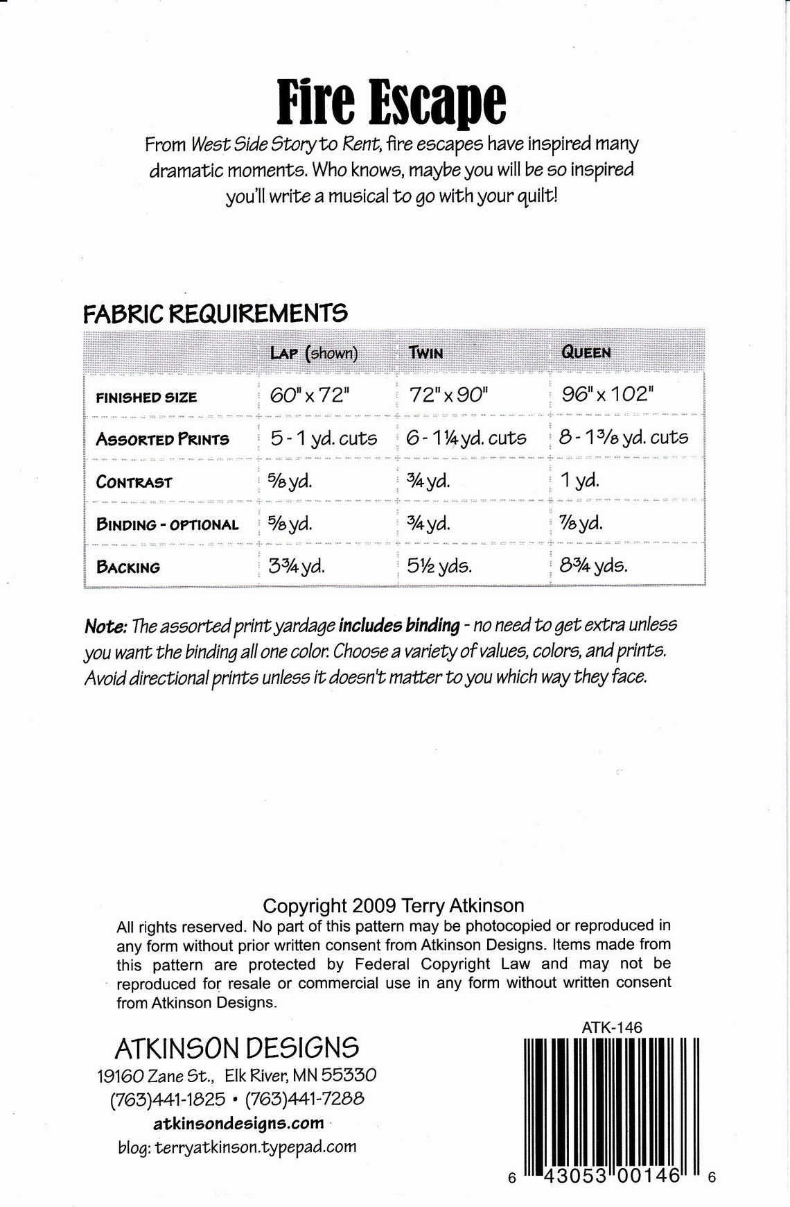 Fire Escape Quilt Quilting Pattern From Atkinson Designs BRAND | Etsy