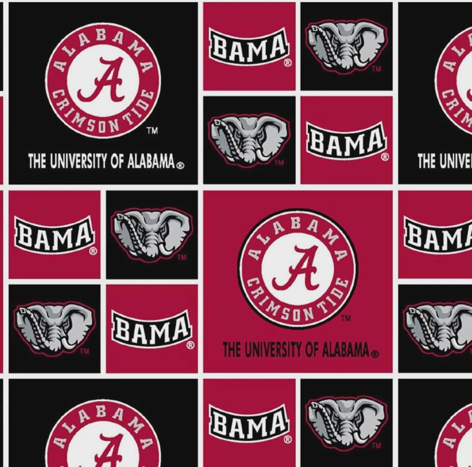 NCAA the University of Alabama Crimson Tide Patchwork Cotton Fabric ...