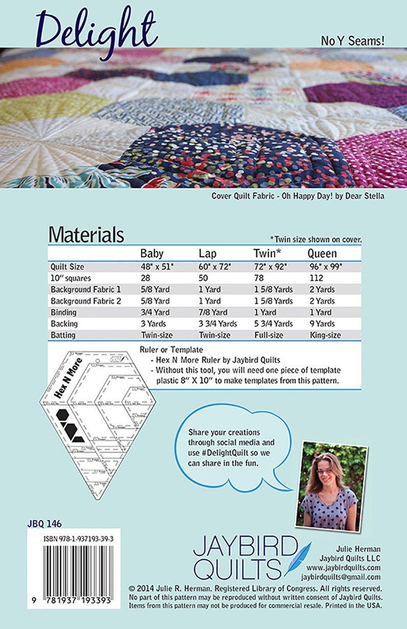 Delight Pieced Quilt Quilting Pattern From Jaybird Quilts BRAND NEW ...