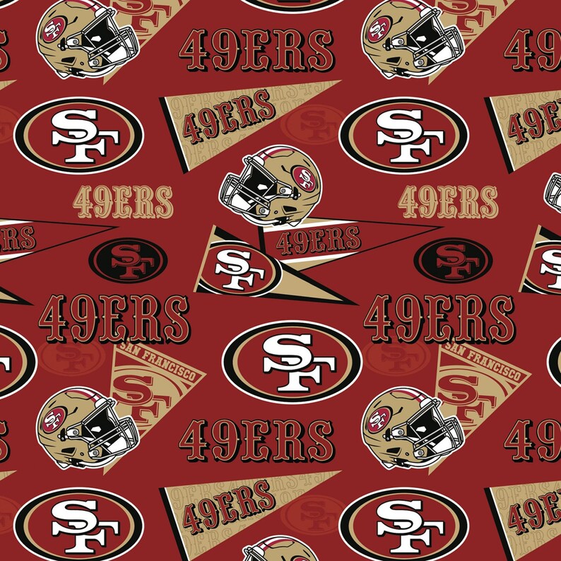 NFL San Francisco 49ers Pennants Football Team Woven Cotton Fabric ...
