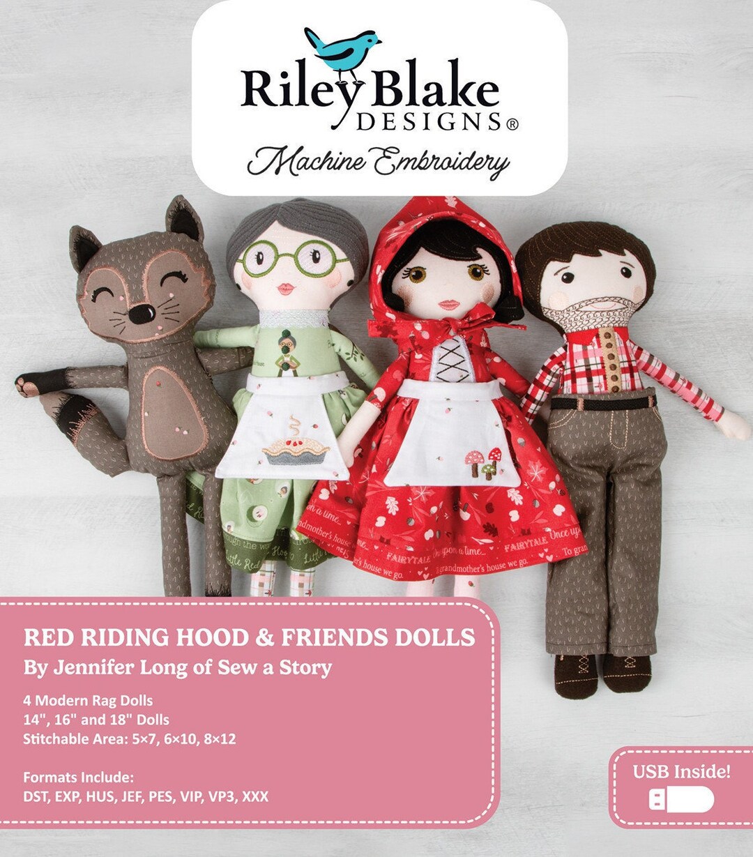 Red Riding Hood and Friends, Machine Embroidery Pattern, USB Flash ...