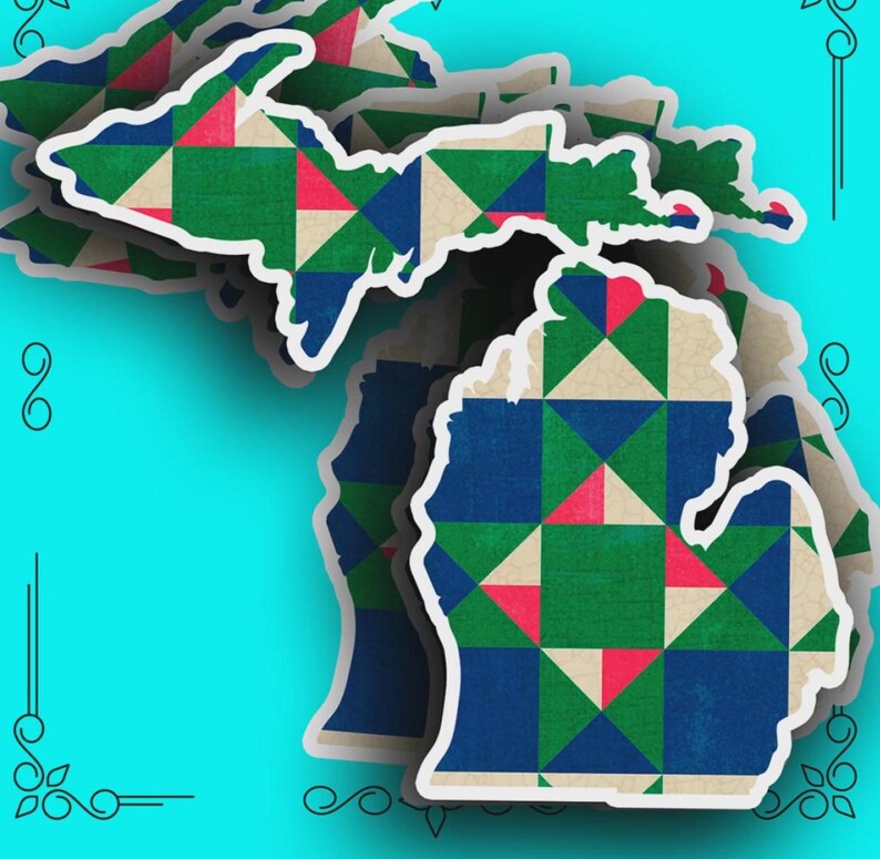 State of Michigan Quilt Block Vinyl Sticker, From Quilter's Haven NEW ...