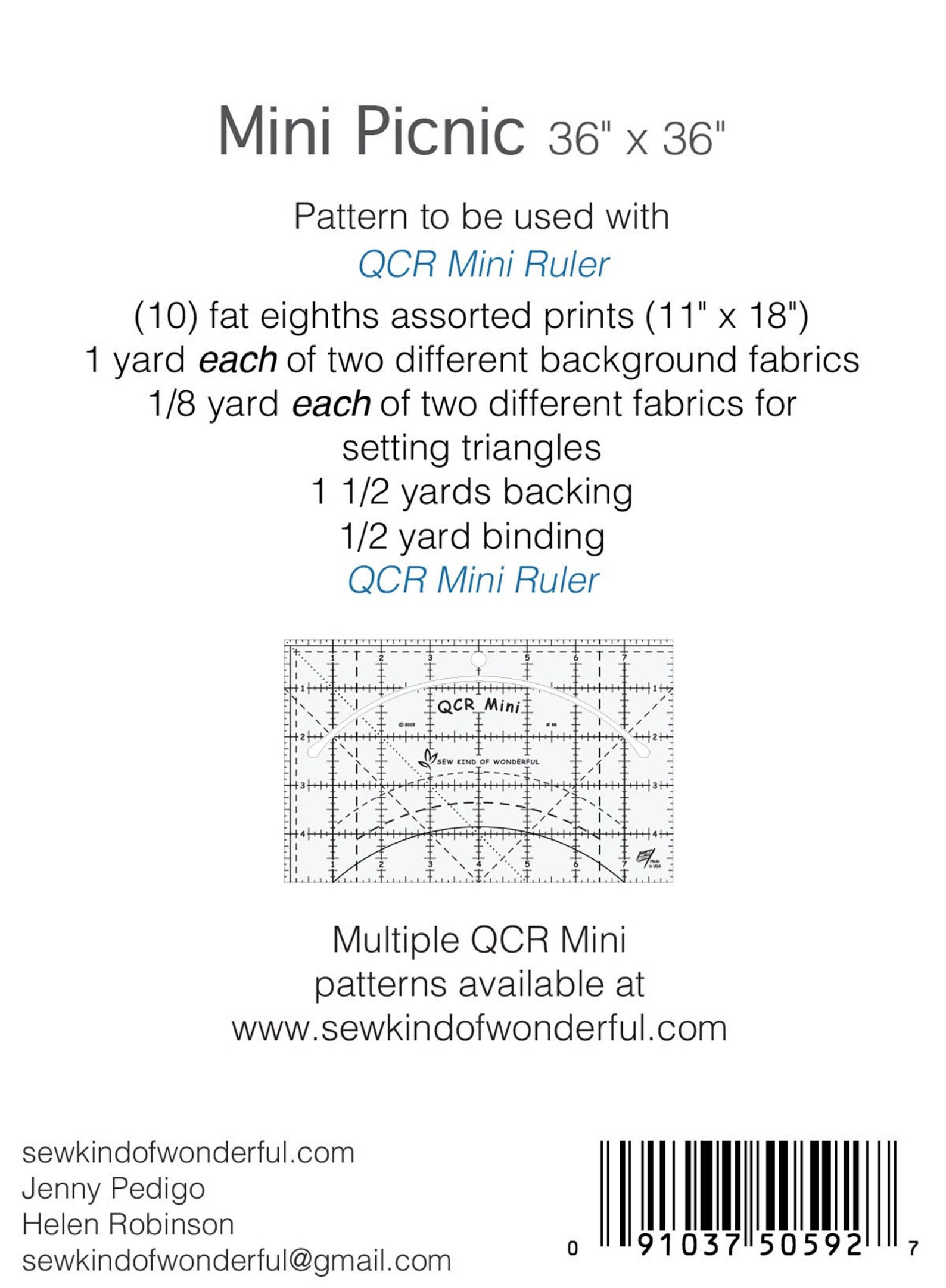 QCR Mini Picnic Quilt A Pieced Quilting Pattern by Sew Kind - Etsy